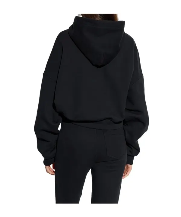 VIVIENNE WESTWOOD Logo Embroidered Cropped Hoodie - Black