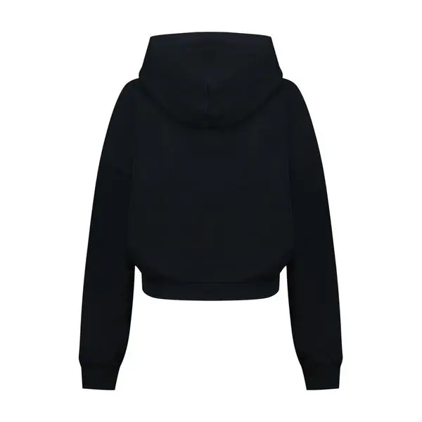VIVIENNE WESTWOOD Logo Embroidered Cropped Hoodie - Black
