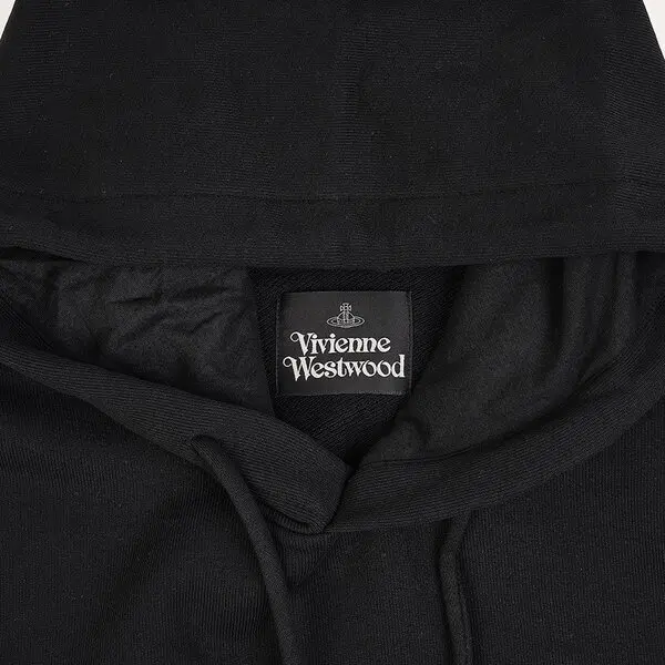 VIVIENNE WESTWOOD Logo Embroidered Cropped Hoodie - Black