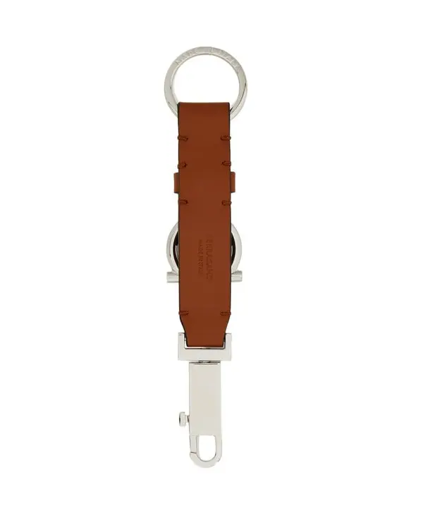 FERRAGAMO Gancini Leather Key Ring - Natural