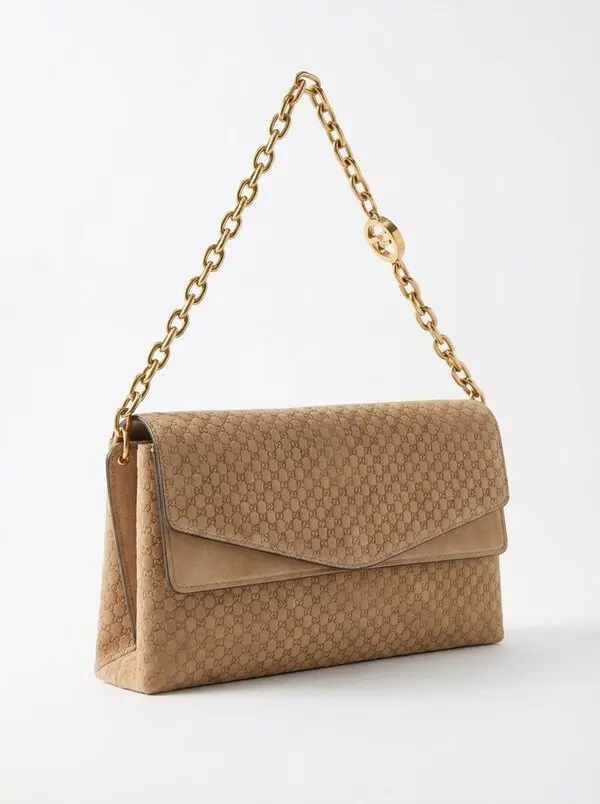 Gucci Monogrammed Clutch With Chain And Leather Straps