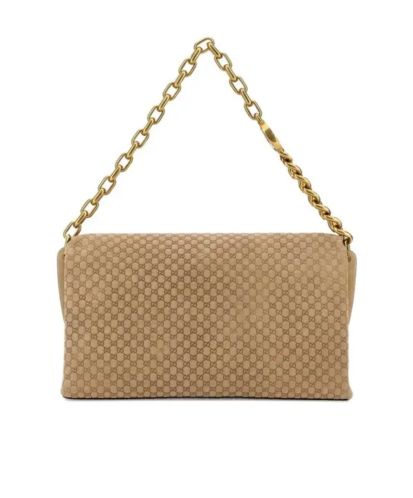 Gucci Monogrammed Clutch With Chain And Leather Straps