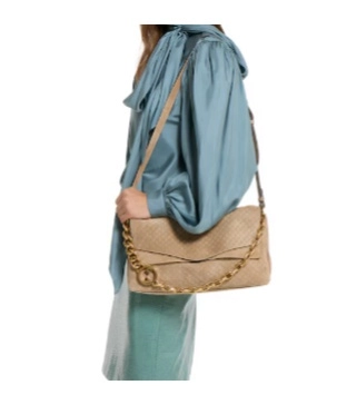 Gucci Monogrammed Clutch With Chain And Leather Straps