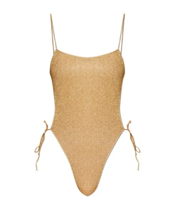 Oseree Lurex Halter One-piece Swimsuit - Nude