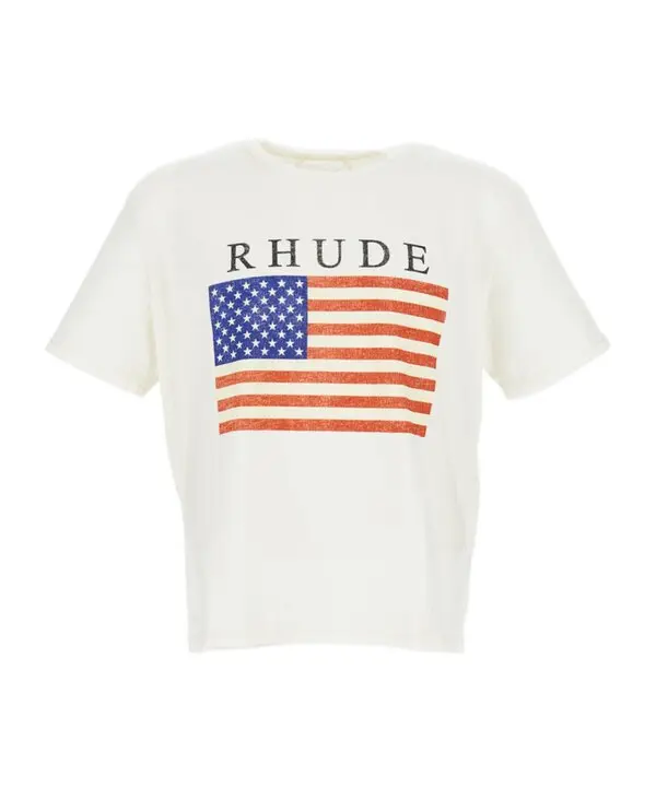 Rhude Usa Flag Logo Printed T-shirt