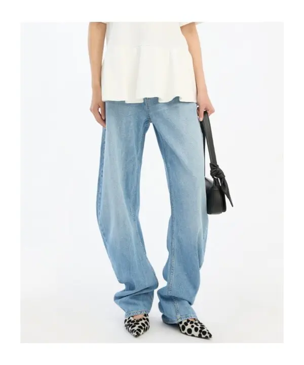 ROTATE BY BIRGER CHRISTENSEN Draped Barrel Leg Jeans