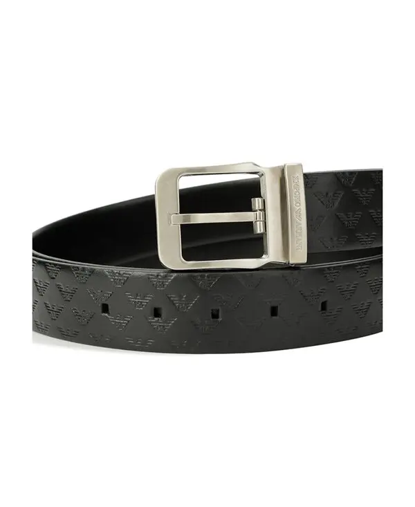 Emporio Armani Logo Engraved Leather Belt