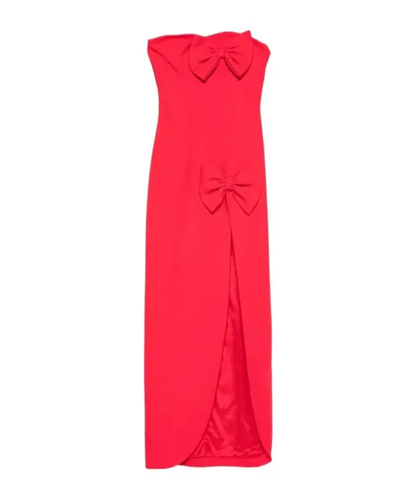 Alessandra Rich Strapless Gown With Bow Detail And Slit