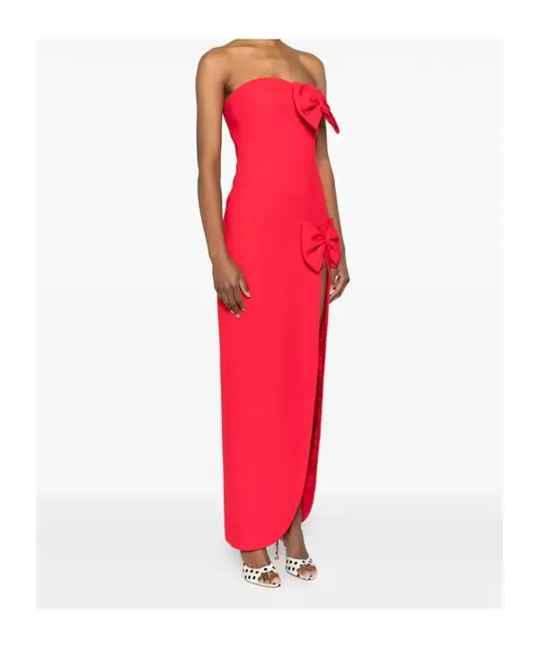 Alessandra Rich Strapless Gown With Bow Detail And Slit