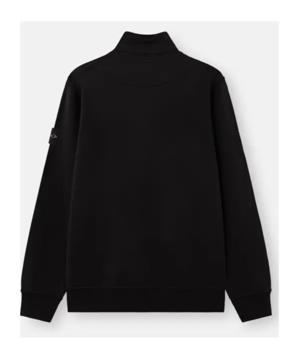 Stone Island Logo Patch Quarter-zip Sweatshirt - Black