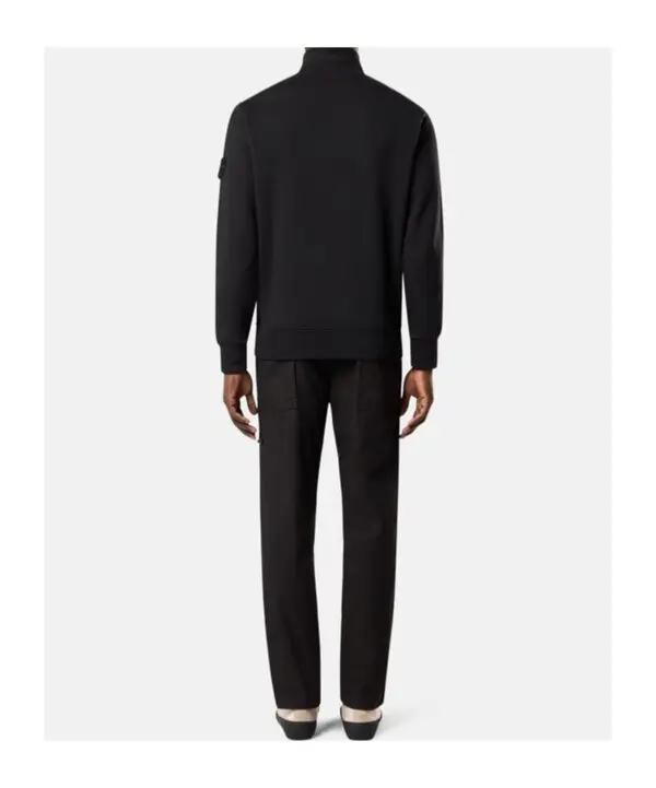 Stone Island Logo Patch Quarter-zip Sweatshirt - Black