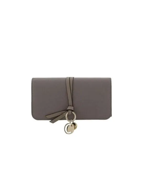 Chloé Logo Charm Laced Wallet - Grey
