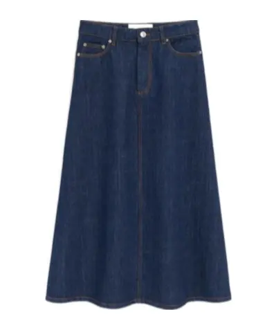 AMI Paris Denim High-waist Midi Skirt