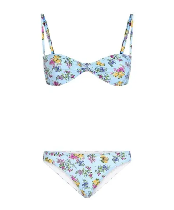 Dolce & Gabbana Small Floral-print Bikini - Blue