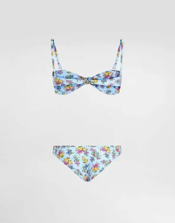 Dolce & Gabbana Small Floral-print Bikini - Blue