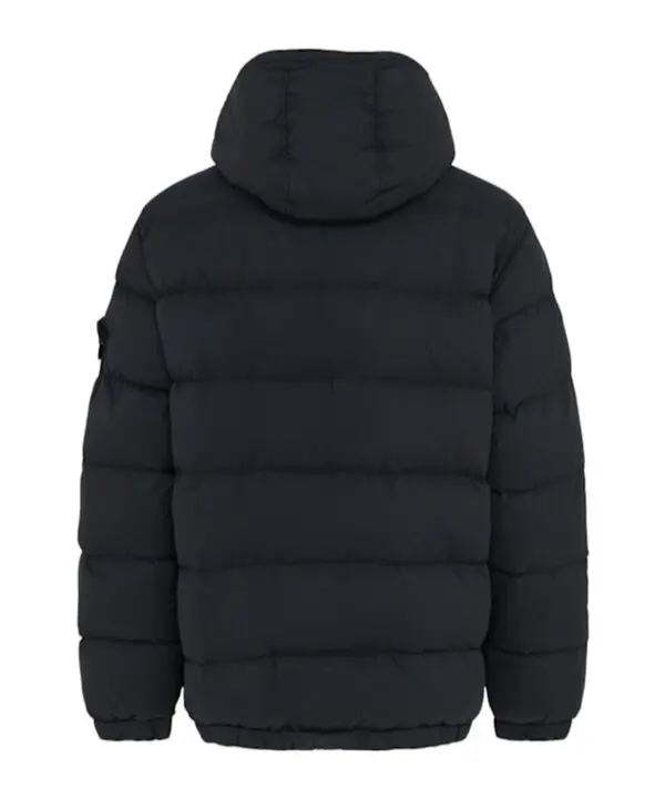 Stone Island Nylon Down Jacket With Hood And Logo Patch
