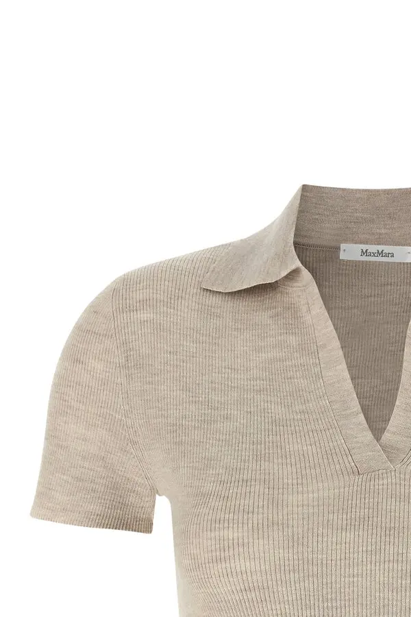 Max Mara Ribbed V-neck Polo Shirt