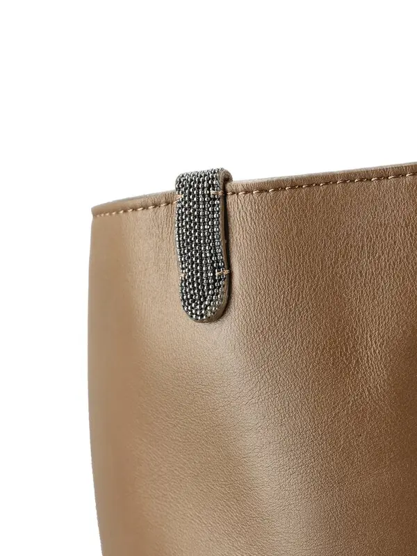 Brunello Cucinelli Logo Print Tote Bag - Brown