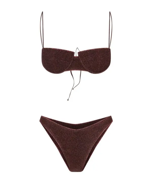 Oseree Metallic Two-piece Swimsuit - Brown