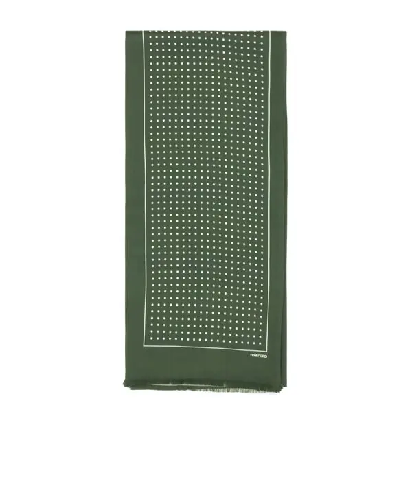 TOM FORD Polka Dot Satin Scarf - Green