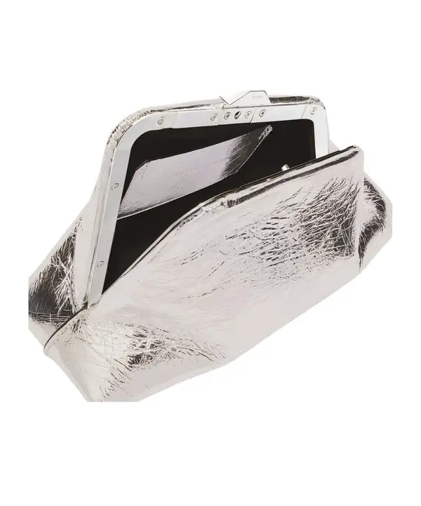 Attico Metallic Craquelé "day Off Small" Clutch - Silver