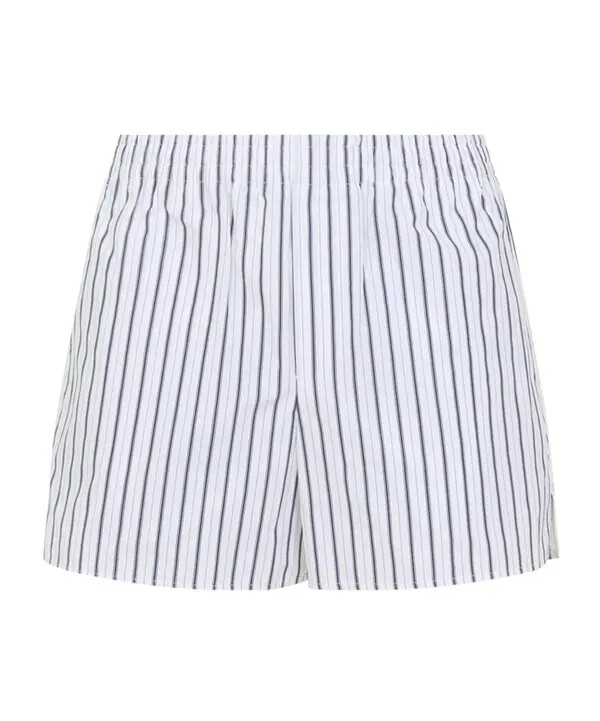 AMI Paris High Waist Striped Shorts - White