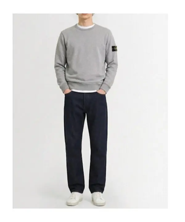 Stone Island Brushed Cotton Crewneck Sweatshirt With Sleeve Logo Patch - Gray