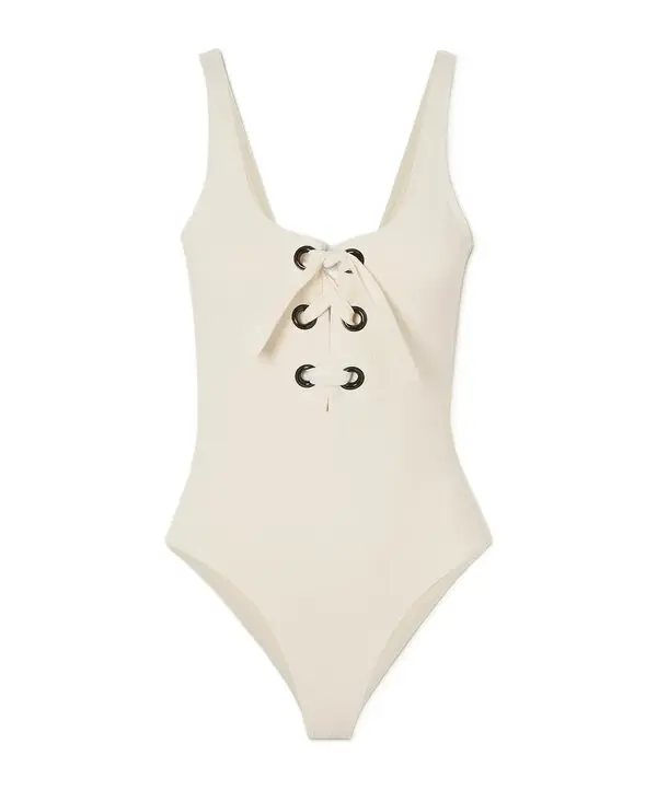 ERES Strappy One-piece Swimsuit With Exaggerated Eyelets - White