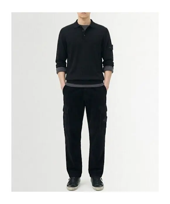 Stone Island L/s Light Wool Polo Navy - Black
