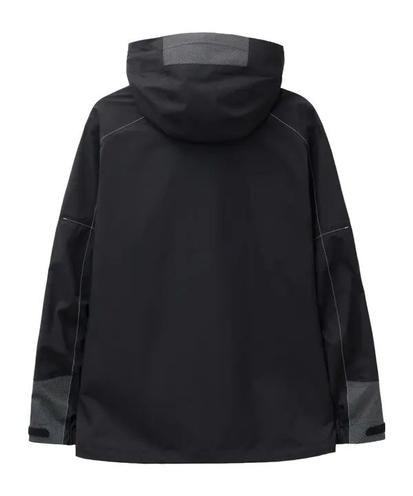 AND WANDER Reflective Zip Hooded Waterproof Jacket - Black