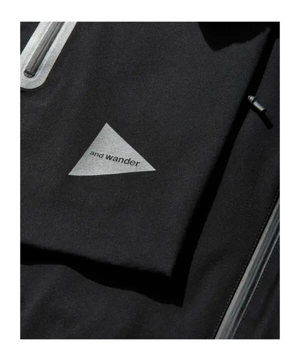 AND WANDER Reflective Zip Hooded Waterproof Jacket - Black