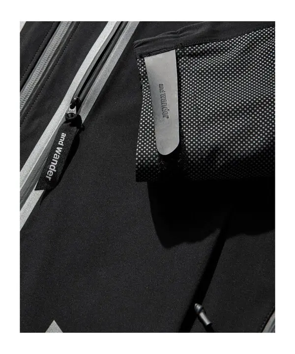 AND WANDER Reflective Zip Hooded Waterproof Jacket - Black