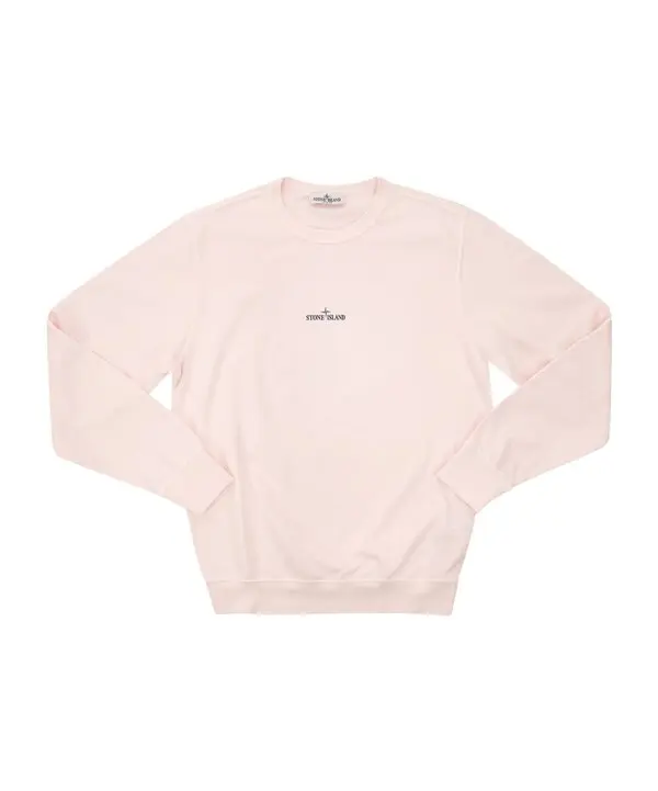Stone Island Crewneck Sweatshirt With Printed Logo - Pink