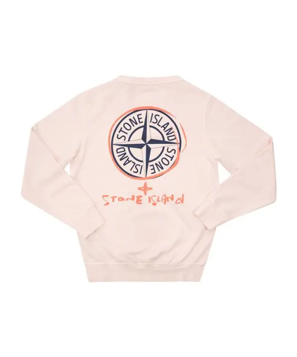 Stone Island Crewneck Sweatshirt With Printed Logo - Pink