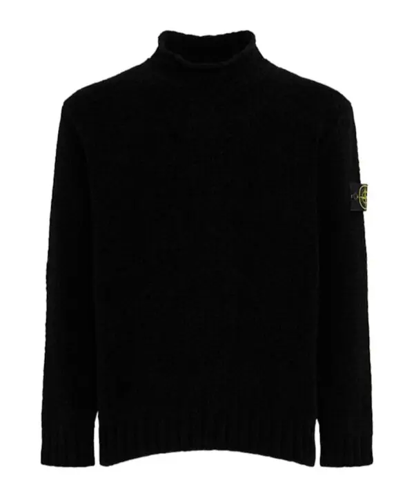 Stone Island Cotton Chenille Crewneck Sweater - Black