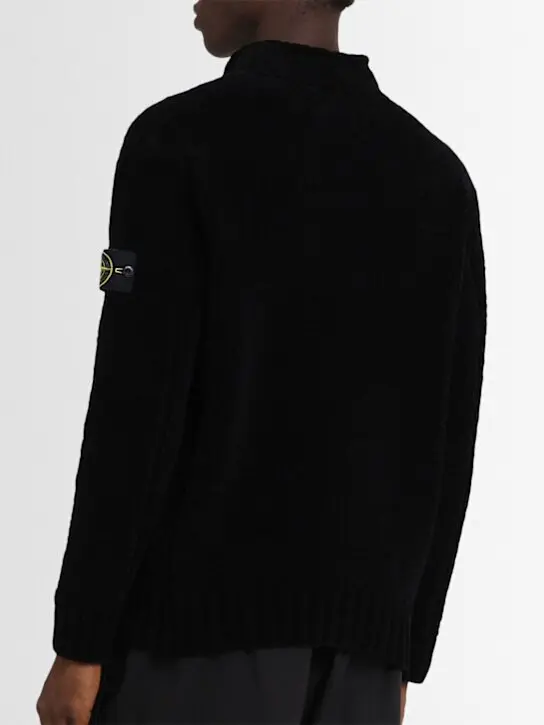Stone Island Cotton Chenille Crewneck Sweater - Black