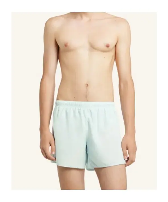 COURREGES Elasticated Waistband Swim Shorts With Embroidered Logo - Light Mint Green