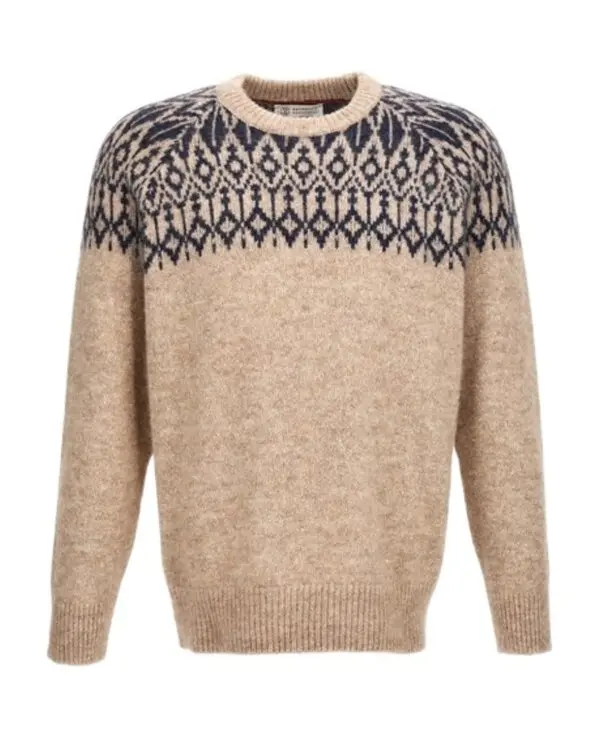 Brunello Cucinelli Patterned Knitted Crewneck Jumper - Nude