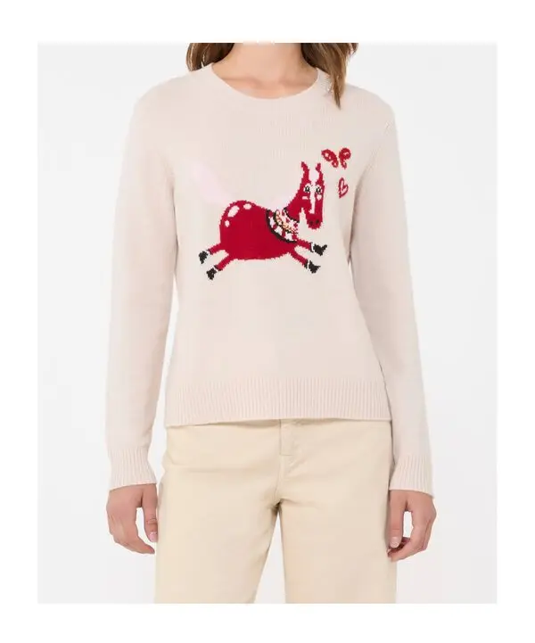Max Mara Long Sleeve Sweater With Horse Graphic
