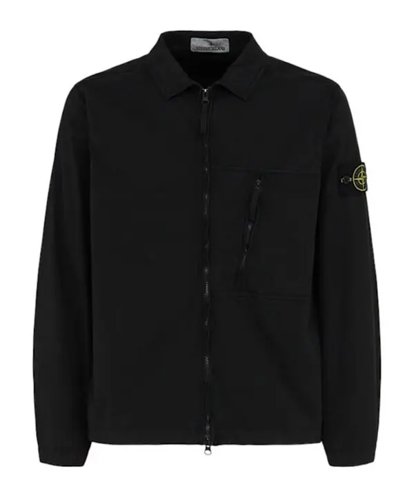 Stone Island Stretch Cotton Twill Shirt - Black