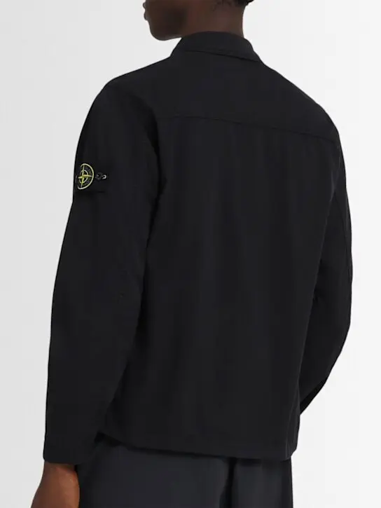 Stone Island Stretch Cotton Twill Shirt - Black