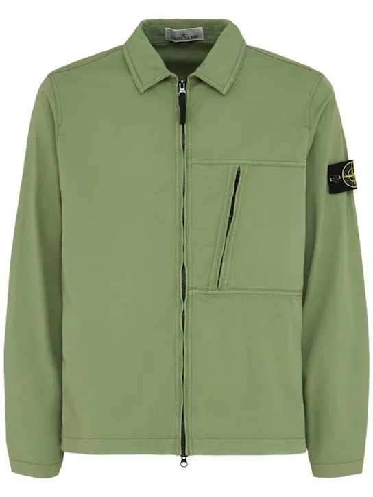 Stone Island Stretch Cotton Twill Shirt - Black