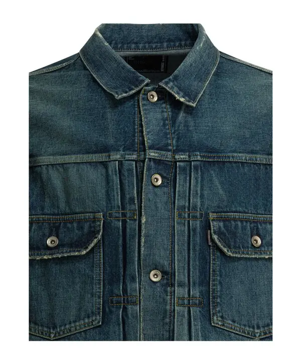 Sacai Checked-lining Denim Jacket