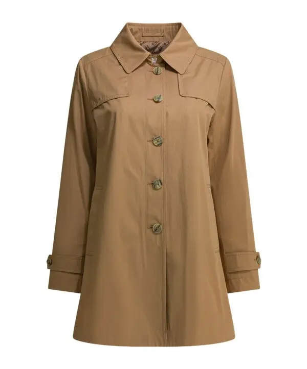 Herno Single-breasted A-line Coat - Brown
