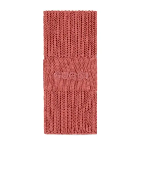Gucci Wool Cashmere Scarf With Embroidery - Deep Pink
