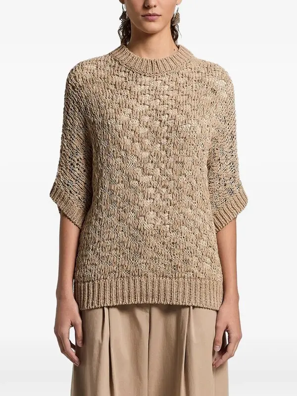 Peserico Open-knit Short-sleeved Sweater - Nude