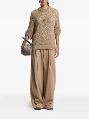 Peserico Open-knit Short-sleeved Sweater - Nude
