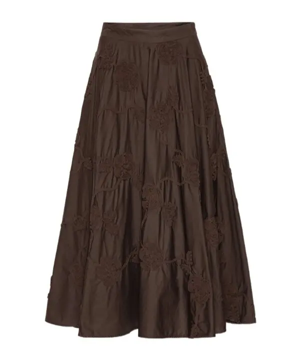ROTATE BY BIRGER CHRISTENSEN Flower Maxi Skirt - Dark Brown