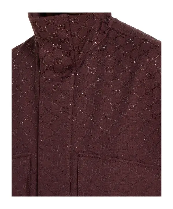 Gucci Embellished Gg Monogrammed Padded Jacket