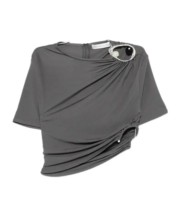 Christopher Esber Asymmetrical Draped Top With Pleated Details - Black